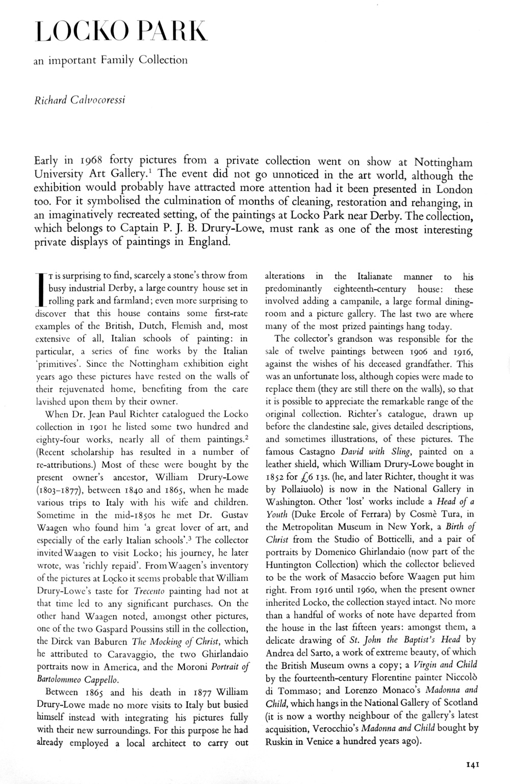 The CONNOISSEUR 772 p.141 - LOCKO PARK by Richard Calvocoressi